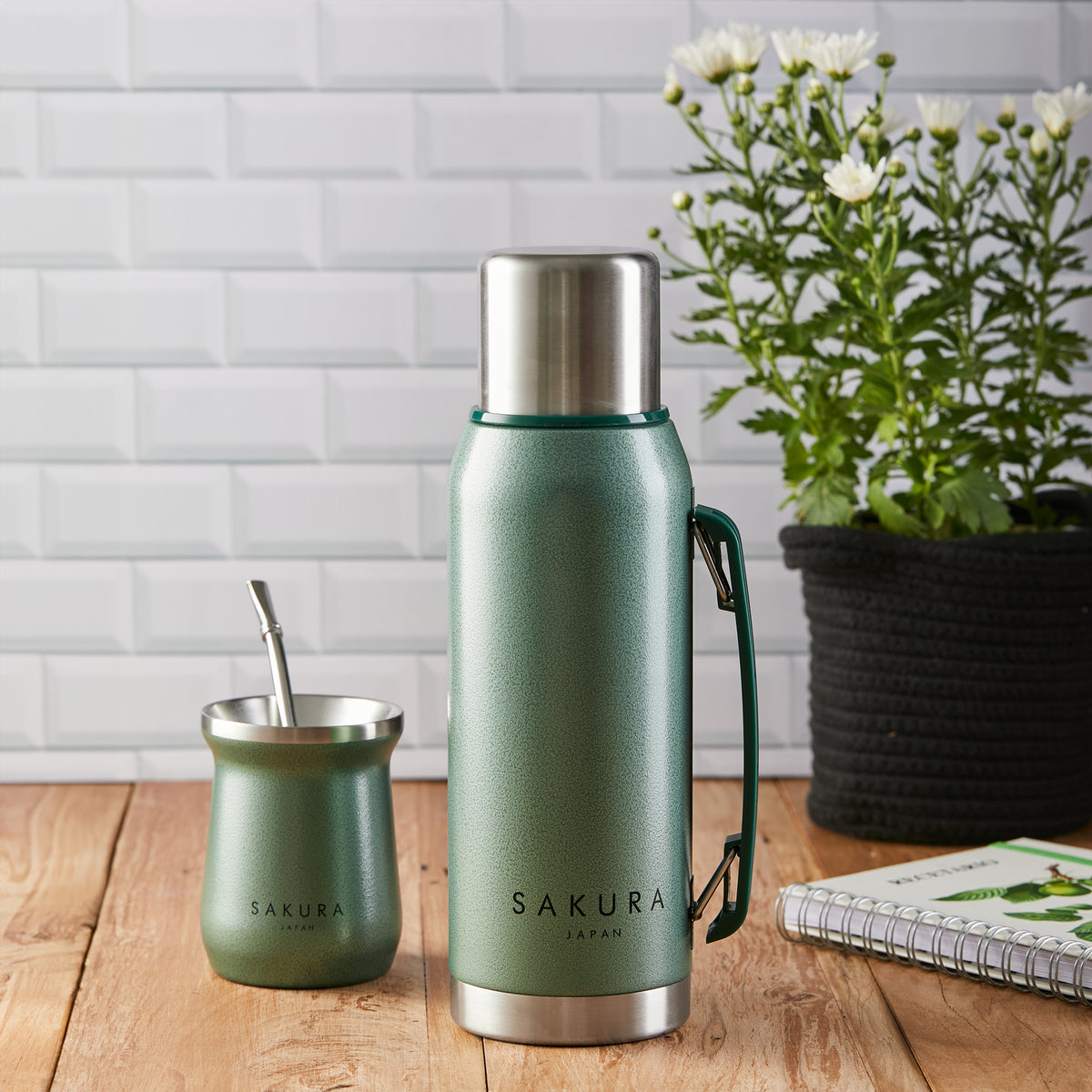Sakura Japan | Kit Mate + Termo 1L Sakura De Acero Inoxidable Verde